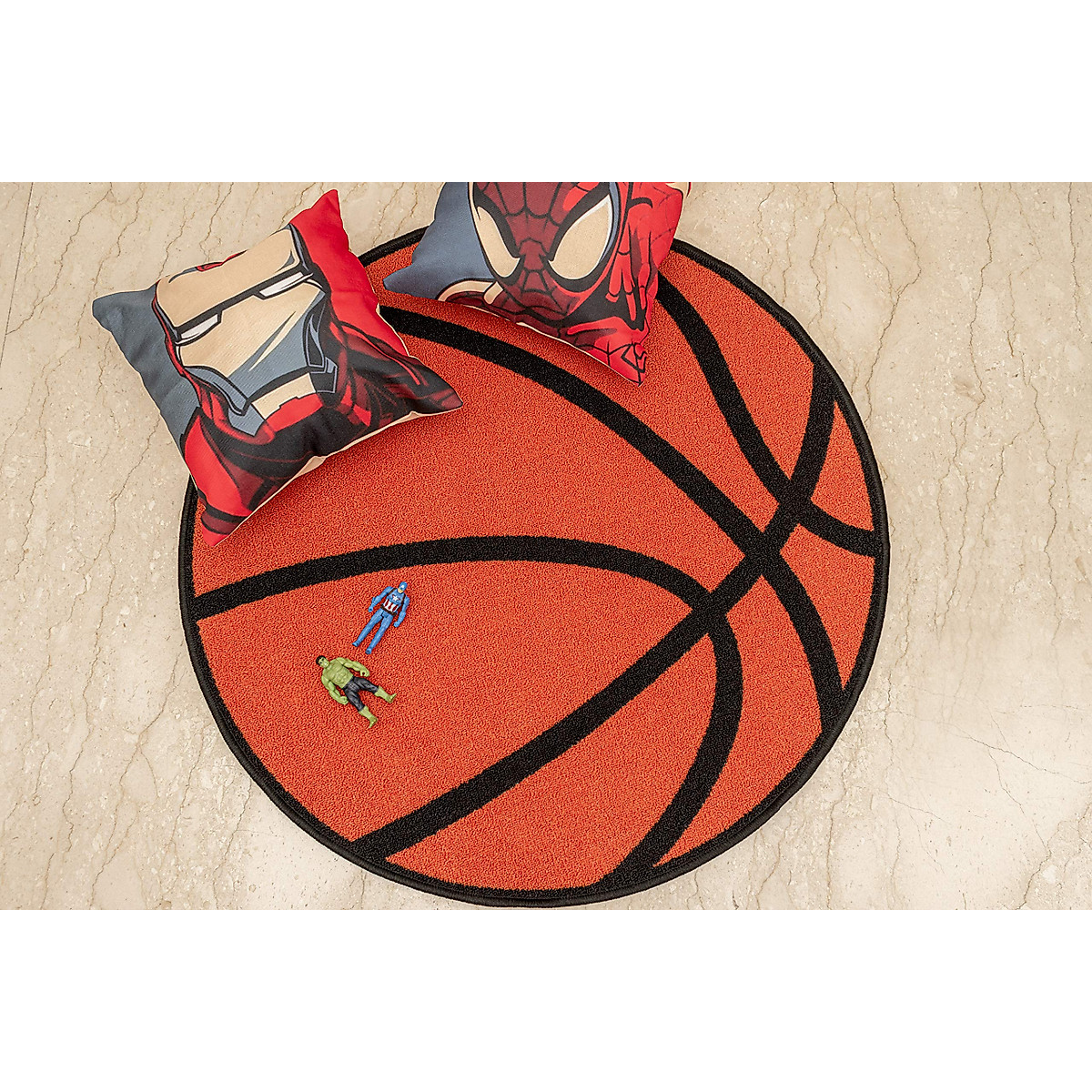 Furnish my Place Basketball Round Play Area Rugs for Kids | Round Shaped | Kindergarten Classrooms and Playrooms | Contemporary | Multicolor | (Basketball 2'2" Round)