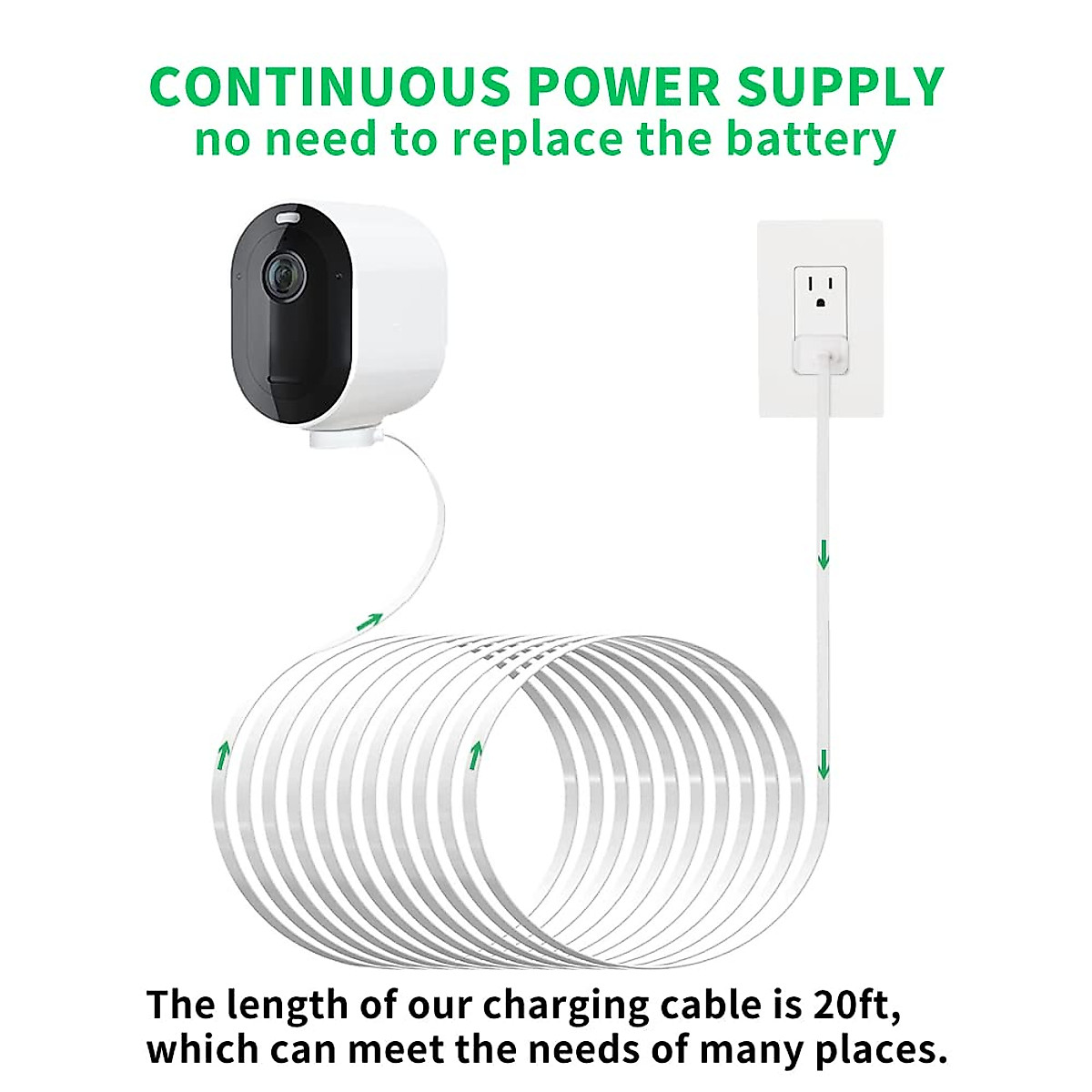 DIANMU 20FT Magnetic Charging Cable with Charger for Arlo Pro 4/Pro 5S/Pro 3/Ultra 2 Spotlight Camera, Outdoor Power Adapter and Extension Cord for Arlo (Not for Pro3 Floodlight/Pro2/Essential),1 Pack