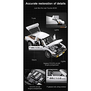 dOMOb Toyota AE86 Trueno Car Building Kit – Initial-D 25th Anniversary – Realistic Model 1:12 Car Build Blocks Set – 1324 pcs – Bricks Toys for 8+ Age Kids & Adults – for Boys, Hobbyist, Collector