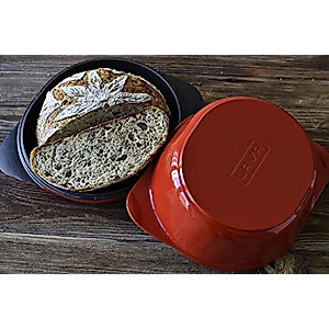 Lava Cast Iron Artisan Bread Baker, Enameled Cast Iron Bread Oven, Rectangle Loaf Pan, Sourdough, Italian, French Bread Baking Pan, Bread Kit with Lid (Blue, 9.5" by 10.5")
