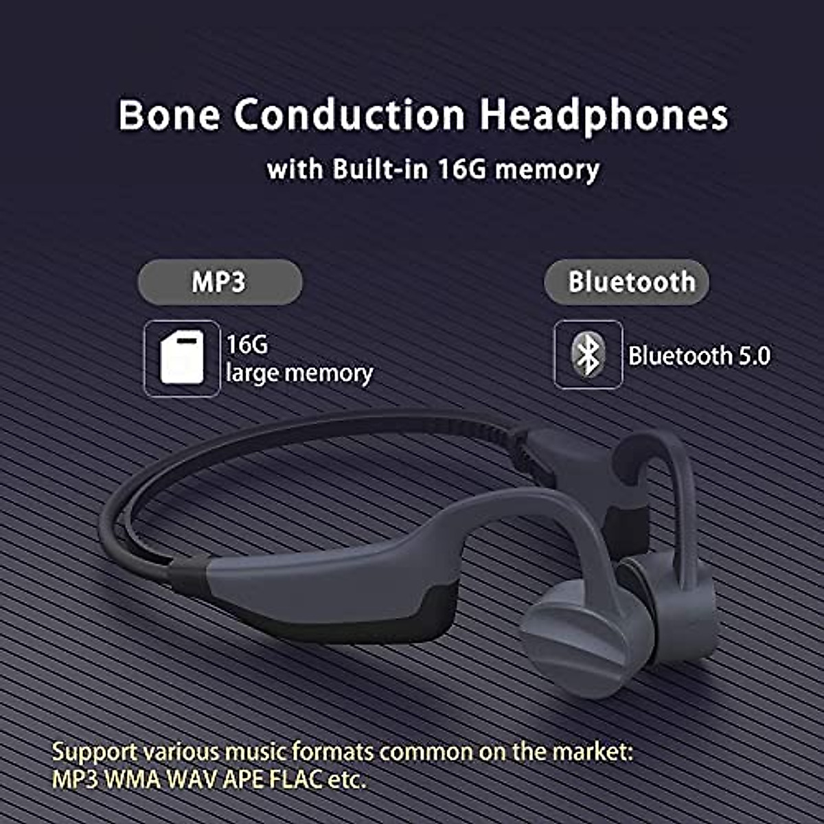 ESSONIO Bone Conduction Headphones Swimming Headphones IPX8 Waterproof with Microphones 16G Memory for Pool use Sports