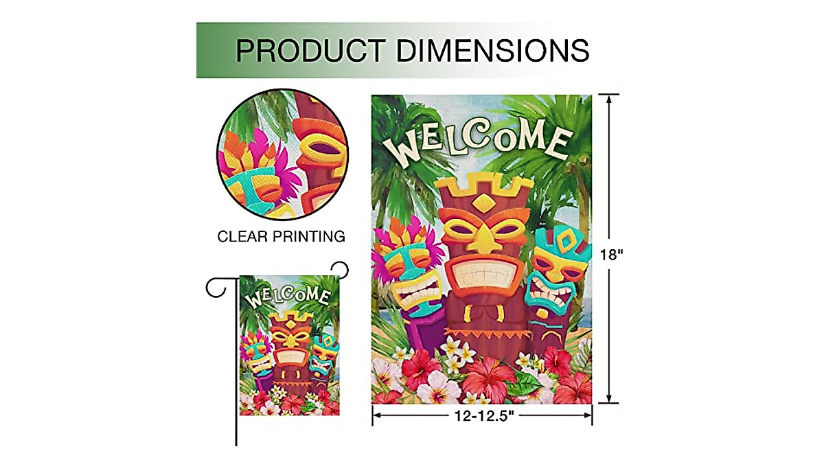 Welcome Summer Tiki Garden Flag - Vibrant Tropical Home Decor