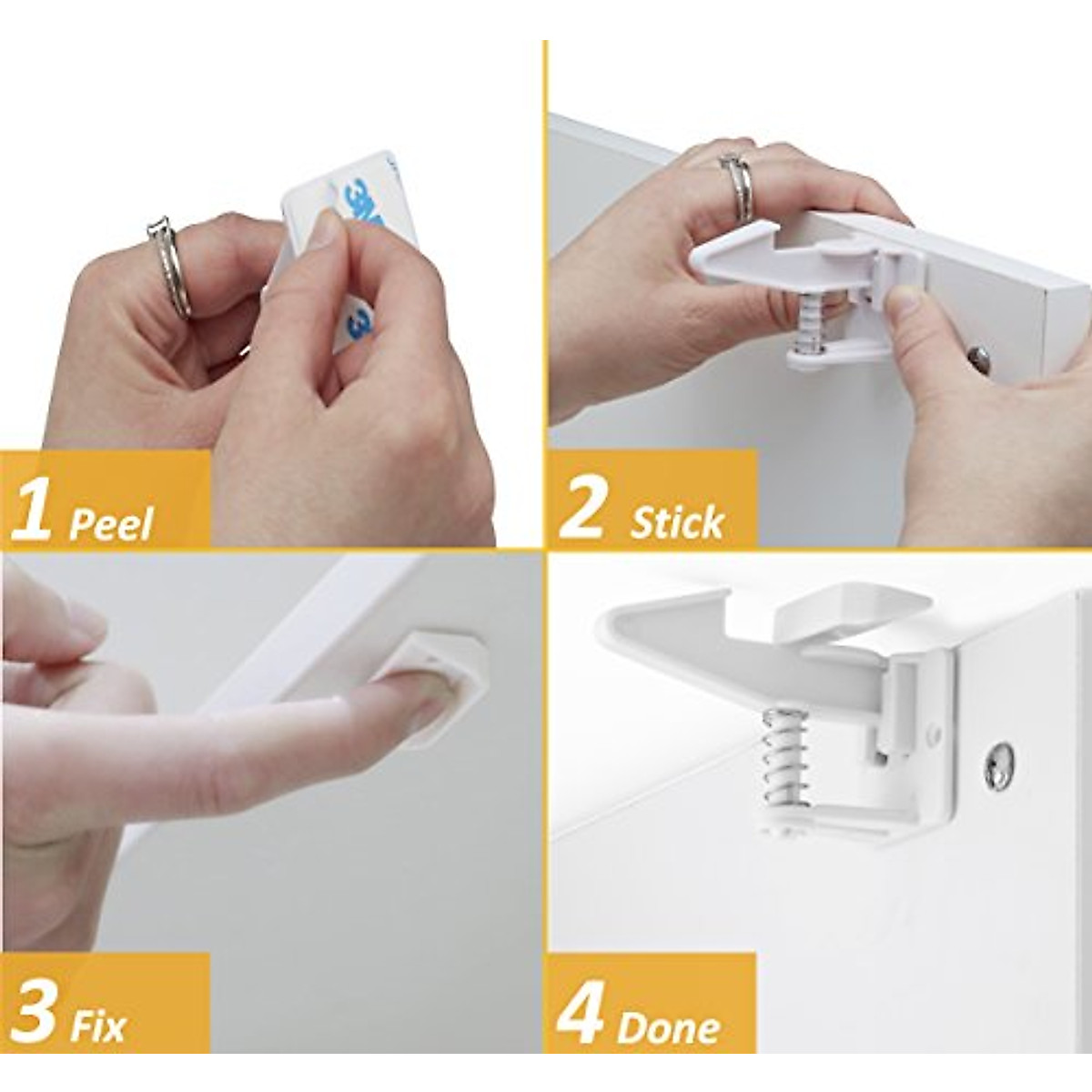 Cabinet Locks Child Safety 12 Pack | Baby Safety Cabinet Locks NO Drilling 3M Adhesive Baby Proof Drawer Lock Child proofing cabinets latches for Kids Latch for Drawers & Door Child Safety Locks