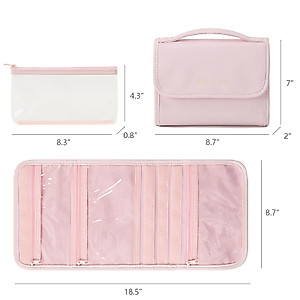 Travel Toiletry Bag for women, Toiletry Bag Travel Bag Clear Makeup Bags Organizer Toiletries Bag for Travel Multipurpose Travel Makeup Train Case Portable Cosmetic bag with Detachable Waterproof