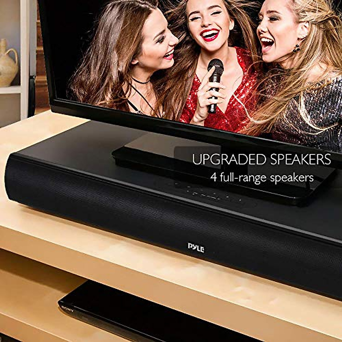 Pyle TV Soundbar Soundbase Bluetooth - Upgraded 2018 Wireless Surround Sound System for TV’s With Built-in Subwoofer, Remote Control, AUX RCA Optical Digital Inputs for TV PC - PSBV600BT