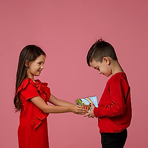 Valentines Day Card with Plush Animal Finger Puppet Toys Sets, 16Pcs Cartoon Hand Puppets for Kids Valentine's Day Preschool Classroom Exchange Prizes, Valentine Theme Party Favor