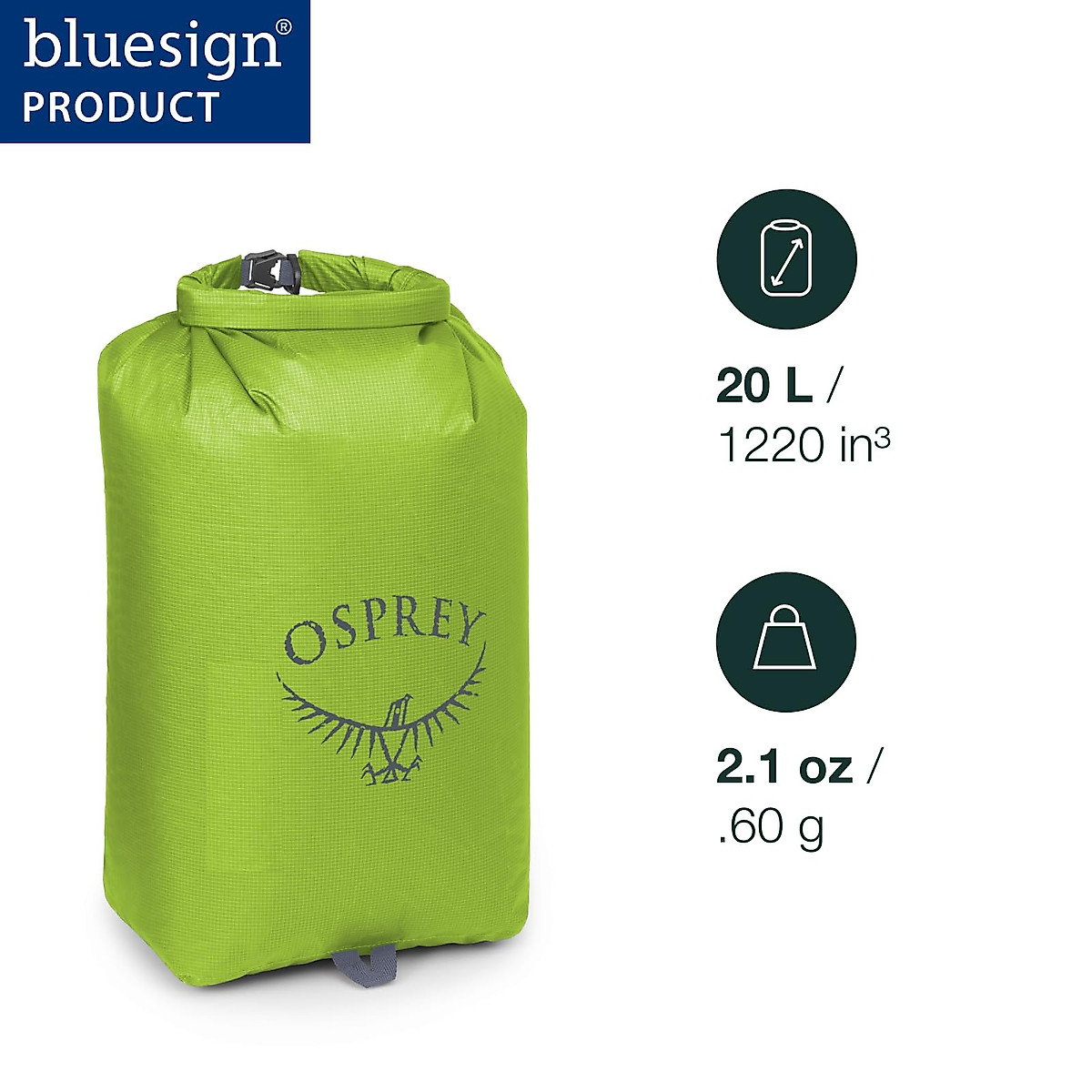 Osprey 20L Waterproof Dry Sack with Window, Black