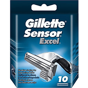 Gillette Sensor Excel Shaving Cartridges for Men Quantity: 10 (Packaging May Vary)