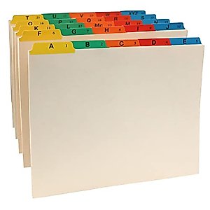 Iconikal Alphabetical File Guide Set, 5 Tabs Across, Manila, Letter Size