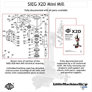 SIEG Mini Mill X2D - 350 Watt Variable Speed include R8 Spindle Taper, LittleMachineShop.com