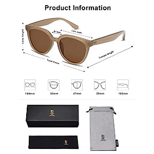 SOJOS Round Polarized Sunglasses for Women Fashion Trendy Style UV Protection Lens Sunnies Sunglasses SJ2175 with Brown Frame/Brown Lens