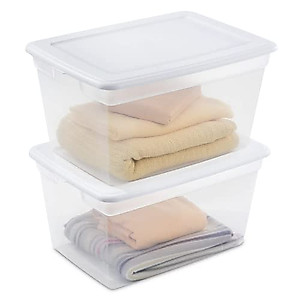 58 Qt Storage Box Clear Base White Lid Set of 8, QH 311