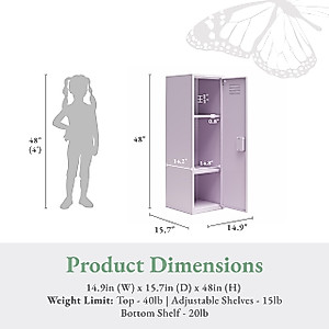 Little Seeds Casey Kids Tall Metal Storage Locker, Lavender