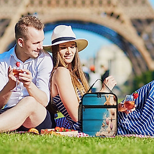 MINBHEBYUD Blue Wooden Board Starfish Shells Lunch Bag for Men Women, Insulated Lunch Bags for Office Work, Reusable Portable Lunch Box