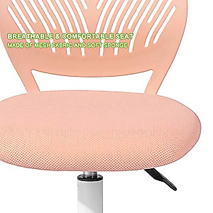 Geniqua Children Task Chair Lumbar Mid Back Adjustable Height Study Computer Chair with Mesh Seat Casters for Home Office, School, Rose Pink