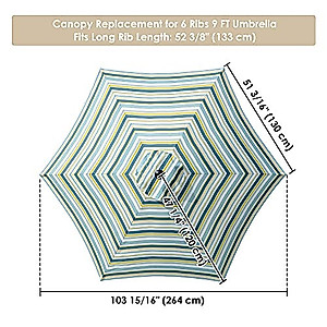 Yescom 9 Ft Patio Umbrella Replacement Canopy Market Table Top Sunshade Cover Garden