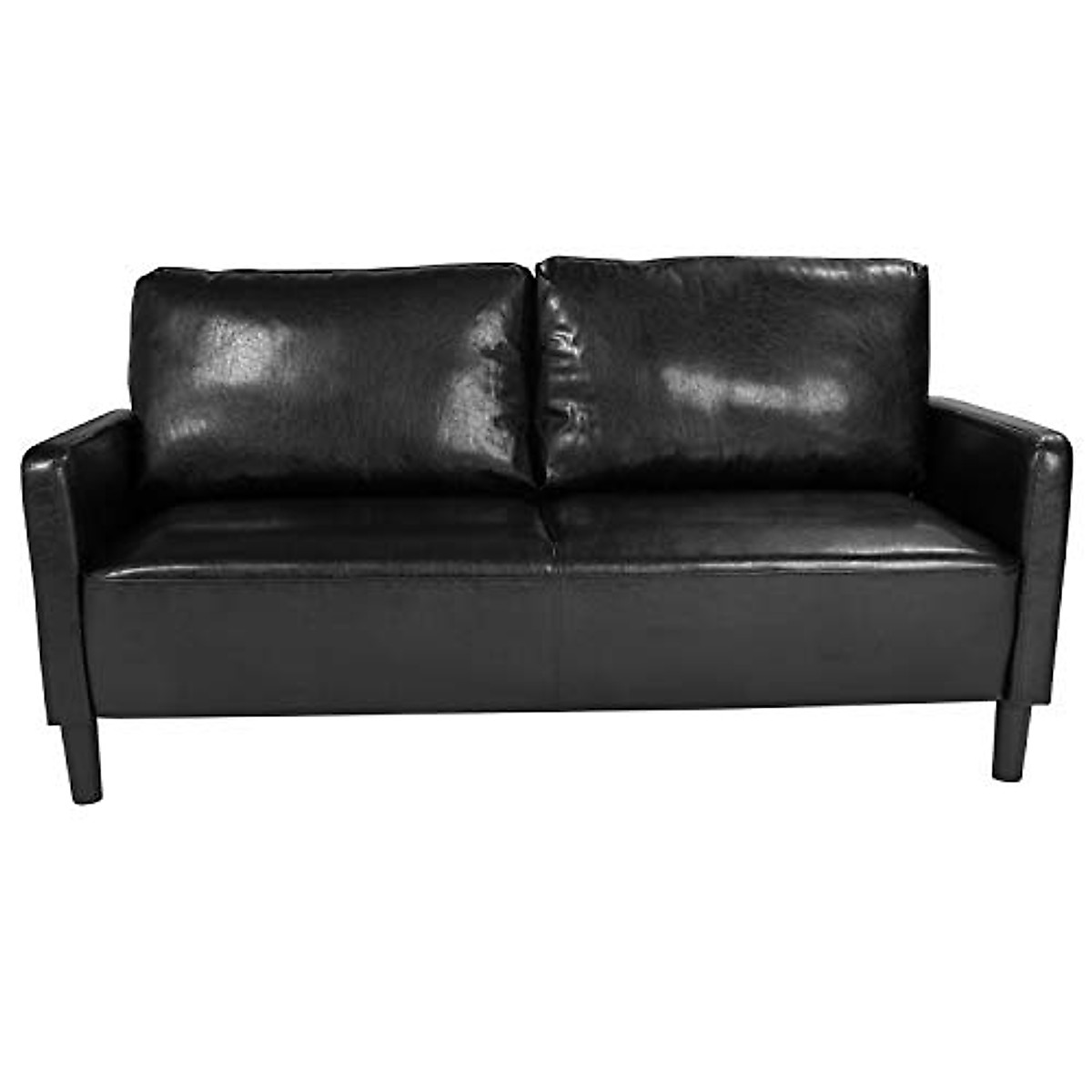 Flash Furniture Washington Park Upholstered Sofa in Black LeatherSoft