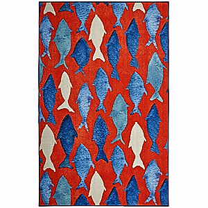 Mohawk Home Coastal Catch Red Nautical/ Coastal (5' X 8') Area Rug
