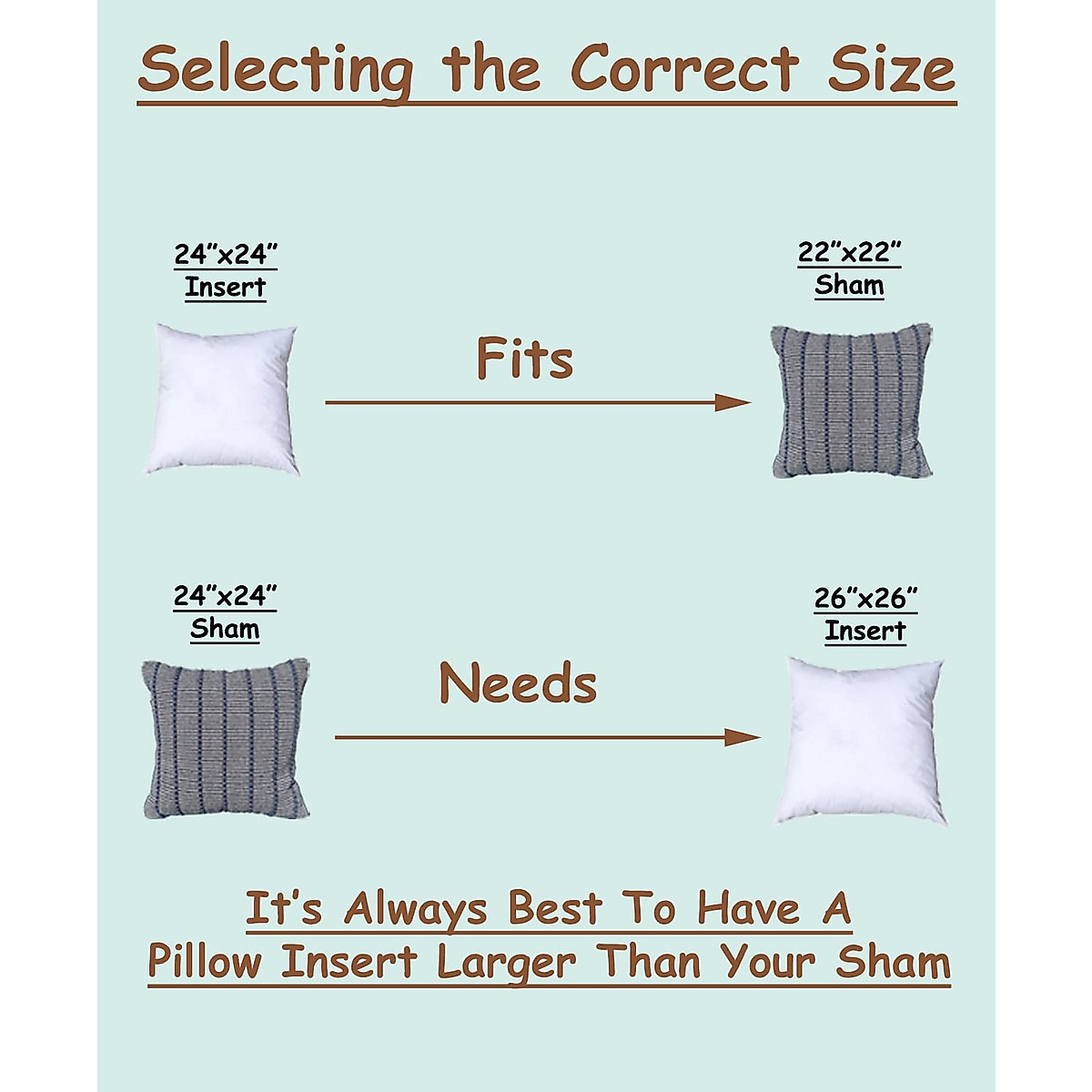 Pillowflex Synthetic Down Pillow Insert - 24x24 Down Alternative Pillow, Large Euro Pillow Square Ultra Soft Throw Pillow, Euro Bed Sham - 1 Decorative Form