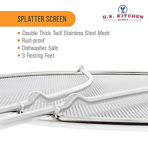 U.S. Kitchen Supply 13" Stainless Steel Fine Mesh Splatter Screen with Resting Feet