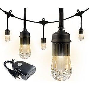 Enbrighten Classic LED Café String Lights, 18ft, 9 Acrylic Bulbs, Indoor/Outdoor + UltraPro Wi-Fi Plug, 2-Outlet Grounded