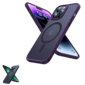 TORRAS Save $15 to Buy Deep Purple&Black Together for iPhone 14 Pro Max Case Compatible for MagSafe Guardian Series