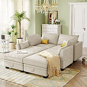 YEBDD Large U-Shape Modular Sectional Sofa, Convertible Sofa Bed with Reversible Chaise for Living Room,