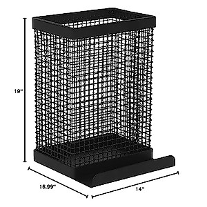 Kitchen Details Industrial Collection Tablet and Utensil Holder | Dimensions 6.69" x 5.51" x 7.48" | Freestanding | Rust Resistant | Kitchen Accessories | Matte Black