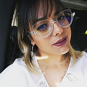 Zeelool Stylish Semi-rimless Cat Eye Glasses Frame for Women with Non-prescription Clear Lens Felicia VHP0189-01 Crystal