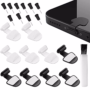 10 Pack USB Type C Anti-Lost Anti Dust Plug + 10 Anti Dust Protector for 3.5mm Headphone Jack + 1 Brush, Silicone Anti-Dust Pluggy Port Cover Cap Protector Compatible with Samsung Galaxy Charging Port