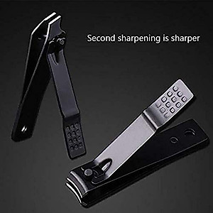 Professional Multifunction Nail Clipper Set Black Stainless Steel Leather Case