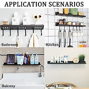 hotwolf 10Pack Stainless Steel J Shaped Hooks,Black Wire Rack Hooks,Heavy Duty S Hooks,Multi Purpose Storage Hooks,Hanging Metal Hooks for Kitchenware Towels Handbag