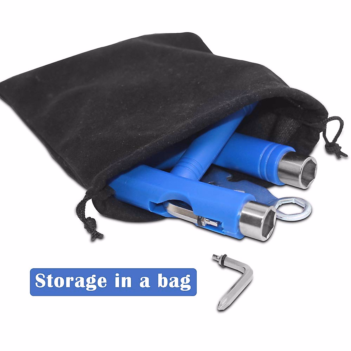 Sonku Blue All-in-One Skateboard Tool, Multifunctional Portable Skateboard T-Tool and Y-Tool Accessory with Screwdriver Wrench Storage in A Bag
