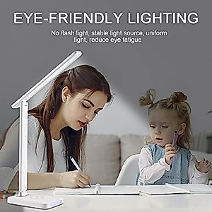 VAVOFO LED Desk Lamp with USB Charger, USB Charging Port, Table Lamp with 5 Brightness Levels Touch Control, 30/60 min Auto Timer, Dimmable Eye-Caring Desk Light for Home Office