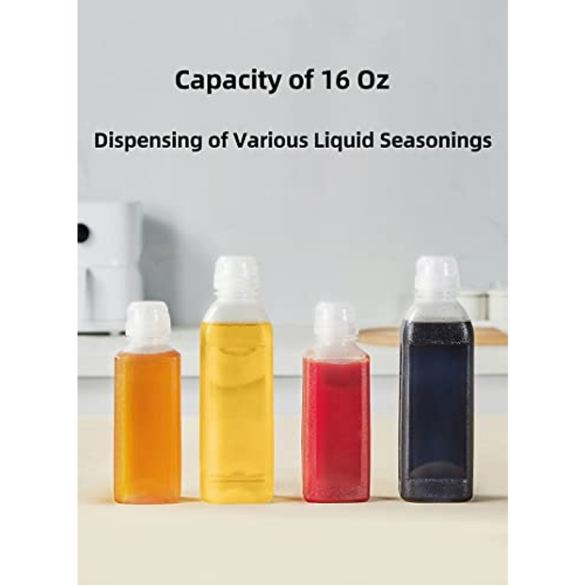 EPIPHANY Condiment Squeeze Bottles 16 Oz,with Flip Top Cap,Hot Sauce Bottles Squeeze,Perfect For Condiments, Oil, Icing, Liquids–Set Of 5 With Extra 1 Silicone Funnel, 8 Chalk Labels And 1 Pen…