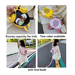 Cute Bee Preschool Backpack kindergarten Baby Bookbag Kids School DailyBag With Anti-lost Leash