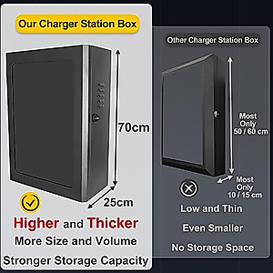 Charger Station Box Compatible With tesla Gen 3 Wall Connector, Large Waterproof Dustproof Charger Lock Box, Indoor Outdoor Charging Cable Organizer Connector Case, Combination Lock And Tempered Glass