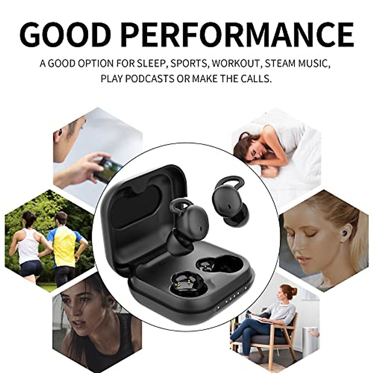Bluetooth Sleep Headphones Mini True Wireless Noise Reduction Sleeping Earbuds,Comfortable Invisible Earphones Sleep Headsets for Side Sleeper, Workout