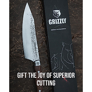 The Cooking Guild Chef Knife - 8 Inches - Grizzly Series - High Carbon Stainless Steel Chefs Knives - Rosewood Handle - Razor Sharp Chef's Knife Designed to Last a Lifetime