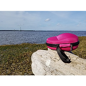 CASEBUDi Large Hard Headphone Case | Compatible with Sony, Sennheiser, Beats & More | Pink Ballistic Nylon