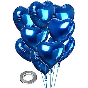 CozofLuv 25Pcs 18 Inch Blue Heart Balloons Helium Balloons Blue Heart Balloons Foil Blue Foil Balloons Heart Blue Birthday Decorations Blue Balloons