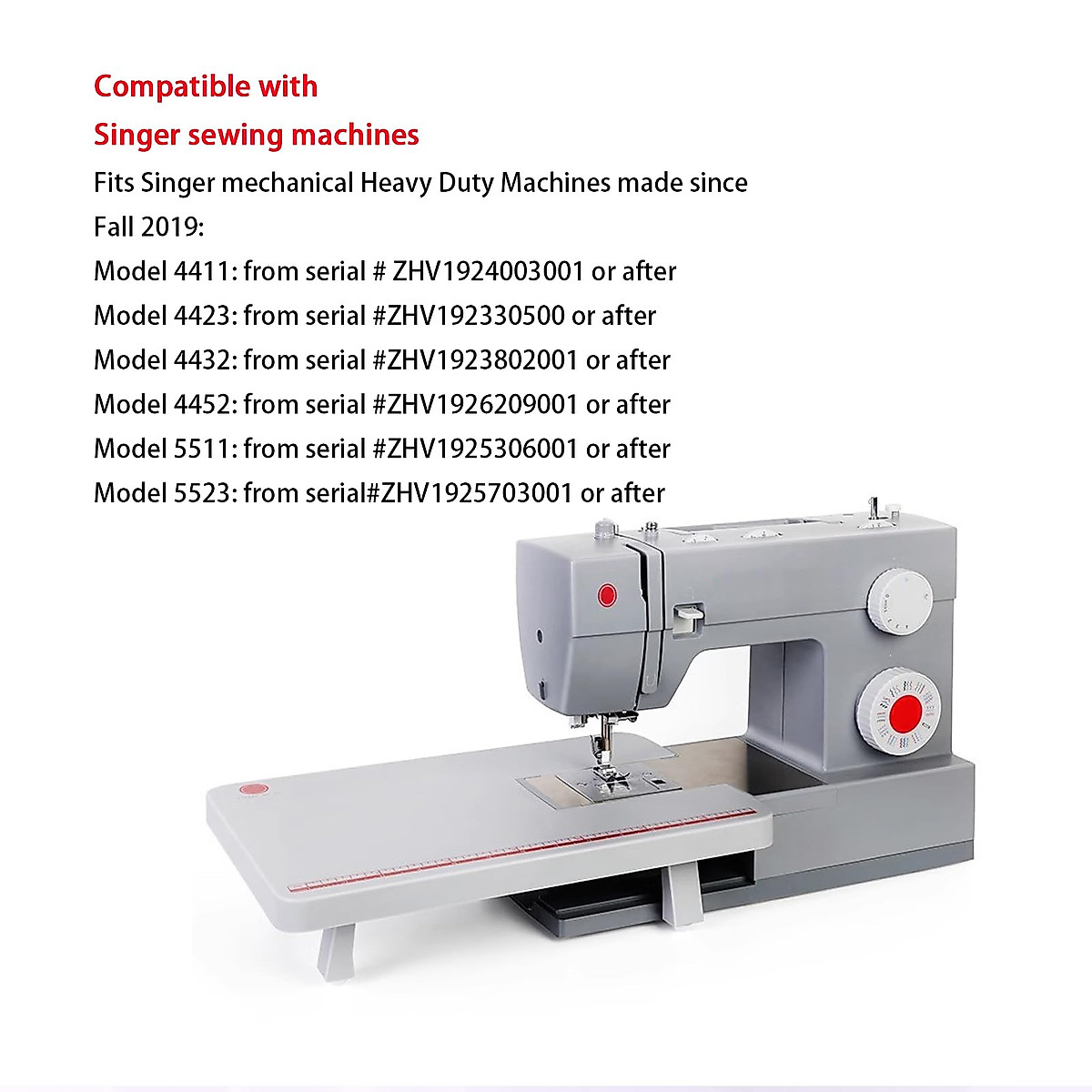 VANELY Sewing Machines Extension Table For Singer 4411, 4423, 4432,4452,5511,5523 Heavy Duty Sewing Machines (Gray)