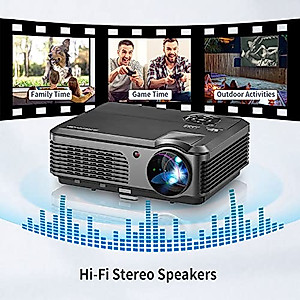 WiFi Bluetooth Projector Full HD 1080P, 200" Smart Android Projector for Indoor Outdoor Movie, Wireless Home Theater Projector with Digital Zoom/HDMI/USB/VGA for iOS Phone Laptop PC DVD TV Stick PS5