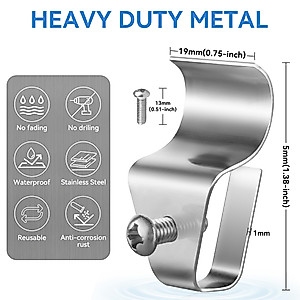 HUXOR 10-Pack Vinyl Siding Screws Hooks for Home Security Camera, Outdoor No-Hole Camera Mount Hanger for Blink, Arlo, Ring, Stainless Steel Siding Clips