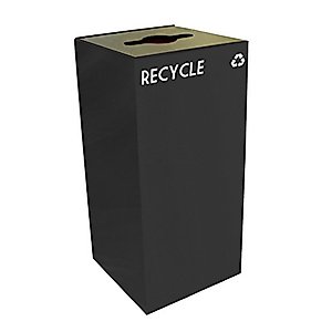 Witt Industries 32GC04-CB GeoCube Recycling Receptacle with Combination Slot/Round Opening, Steel, 32 gal, Charcoal