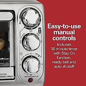 Hamilton Beach 4-Slice Countertop Toaster Oven with Bake Pan, Stainless Steel (31143)