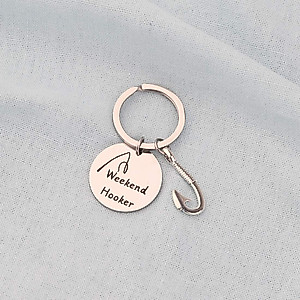 POTIY Fishing Jewelry Fish Hook Keychain Weekend Hooker Fish Hook Fishing Hooker Hook Line Fishing Gift for Fishing Lover Gift (Fish Hook Keychain)