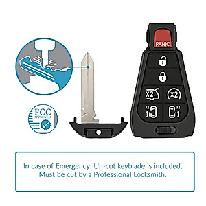 Keyless2Go Replacement for 7 Button Remote Key Chrysler Dodge Volkswagen IYZ-C01C 56046708 AG - with Durashell Technology