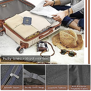 LARVENDER Luggage Sets 4 Piece, Expandable(Only 24"&28") ABS Suitcase with 360° Spinner Wheels, Durable Luggage Sets Clearance Carry On Luggage Suitcase Set For Women Men, White