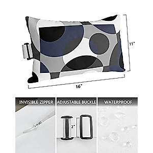 Recliner Head Pillow Ledge Loungers Chair Pillows with Insert Navy Blue and Grey Geometry Pattern Lumbar Pillow with Adjustable Strap Outside Patio Decorative Garden Cushion for Bench Couch, 2 PCS